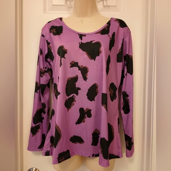Tops | Purple Leopard Print Top | Poshmark
